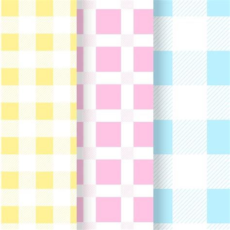 파스텔 깅엄 패턴 컬렉션 무료 벡터