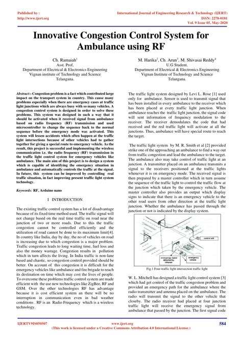 Pdf Innovative Congestion Control System For Ambulance Using Rf