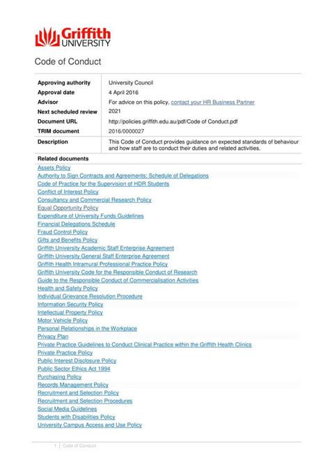 Employee Code Of Conduct Template