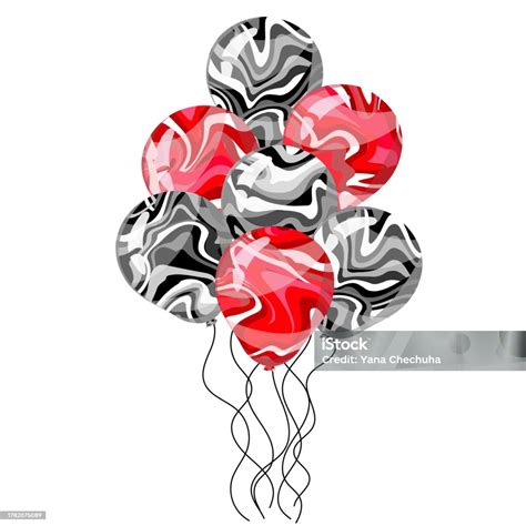 추상적인 마블링 텍스처 풍선 무리 카드 파티 디자인 전단지 포스터 장식 배너 웹 광고에 대 한 벡터 일러스트 레이 션 로고에 대한 스톡 벡터 아트 및 기타 이미지 Istock