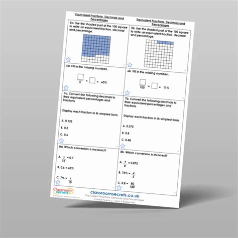 Year 6 Equivalent Fractions Decimals And Percentages Mixed Activity