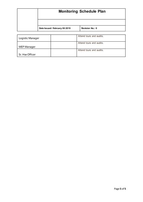 Hse Monitoring Schedule Plan Docx