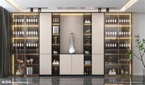 餐厅酒柜设计图 室内模型 3d设计 设计图库 昵图网