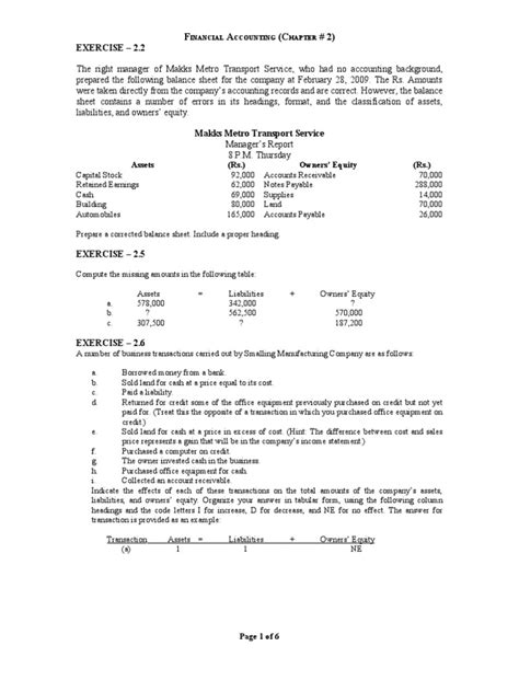 chapter 2 exercise and problems pdf balance sheet debits and