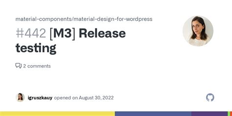 M3 Release Testing · Issue 442 · Material Componentsmaterial Design For Wordpress · Github