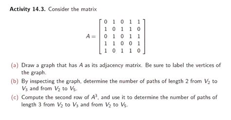 solved activity 14 3 consider the matrix 4 a draw a graph that