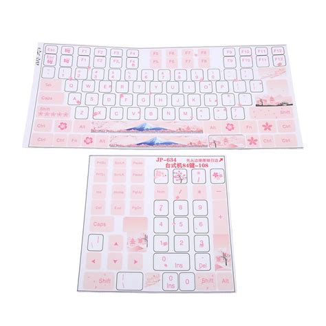 Jectse Keyboard Stickers Universal English Keyboard Stickers With Pink