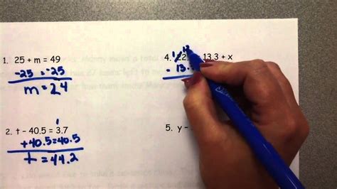 Practice 4 2 Solving Addition And Subtraction Equations Youtube