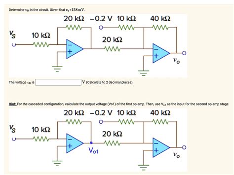 solved determine vo in the circuit given that 158mv 20k2 0 2v10 k 40