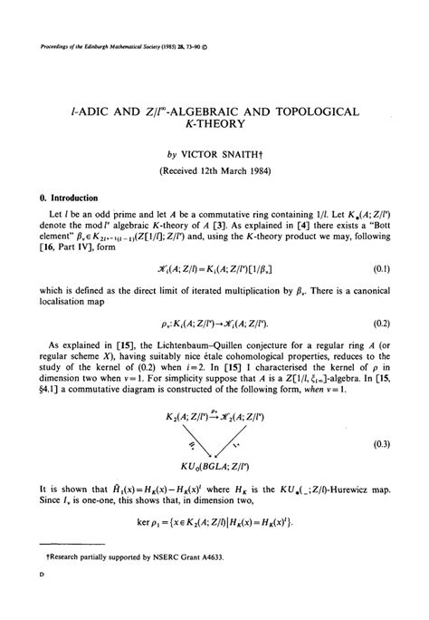 Pdf L Adic And Zl∝ Algebraic And Topological K Theory