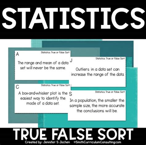 Statistics True False Sort Math Station Activity Low Prep Data Sort