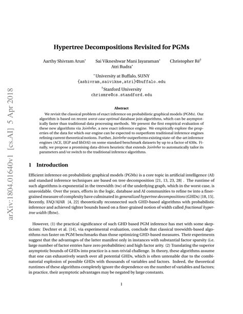 Pdf Hypertree Decompositions Revisited For Pgms