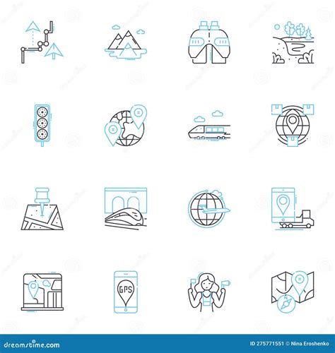 Location Tracking Linear Icons Set Geolocation Tracking Gps Navigation Map Positioning