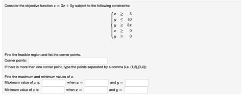 Solved Consider The Objective Function Z 3x 5y Subject To