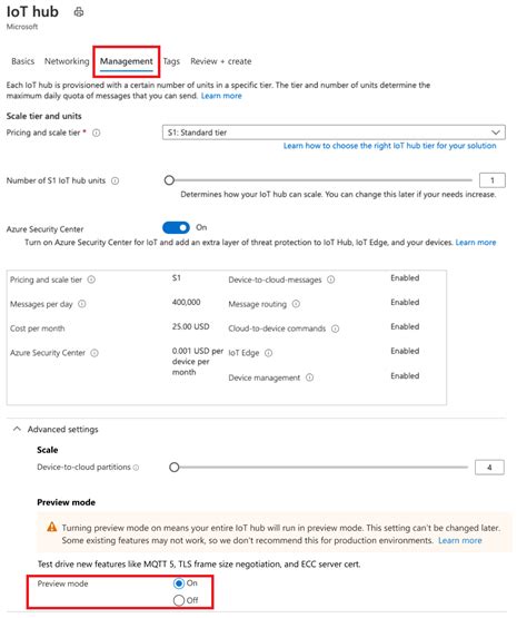 aktivieren des vorschaumodus für azure iot hub microsoft learn