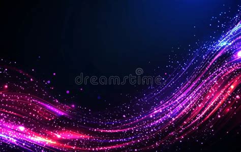 Abstract Glowing Background With Wavy Lights And Glittering Particles