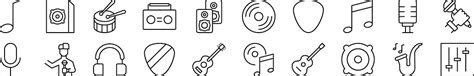 Music Line 아이콘 컬렉션 편집 가능한 획 웹 사이트 신문 기사 책에 대한 간단한 선형 그림 Dj에 대한 스톡 벡터 아트 및 기타 이미지 Istock