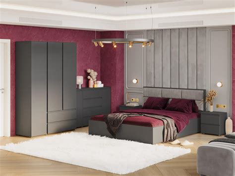 ᐉ Спальня Еверест Лайт Комплект 4 із ламінованої ДСП Графітовий 08911 • Краща ціна в Києві