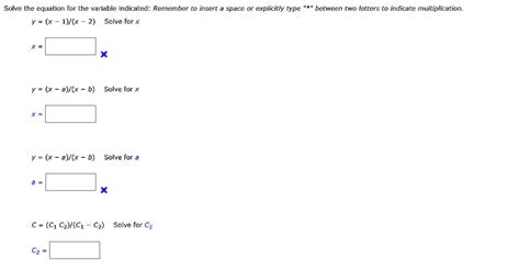 Solved Solve The Equation For The Variable Indicated Remember To