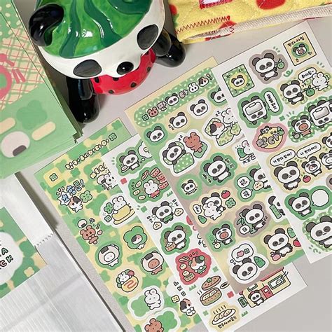 윤구 행운의 판다 스티커 4종 진짜판다유사판다엄청난행운만두사세요 잠시다락