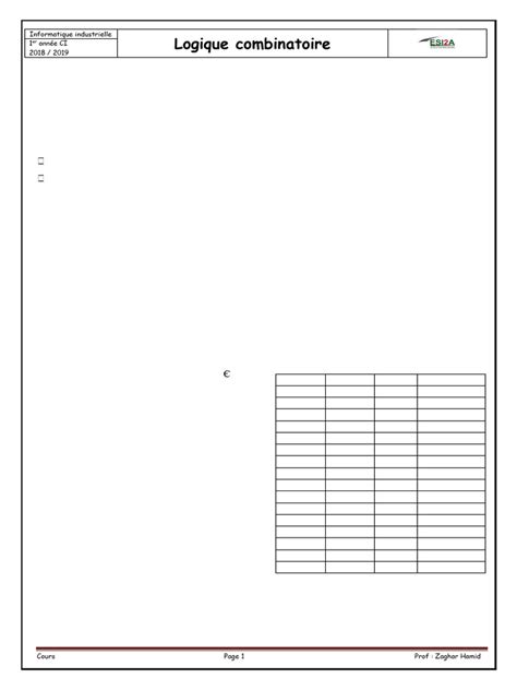 Logique Combinatoire Cours Pdf