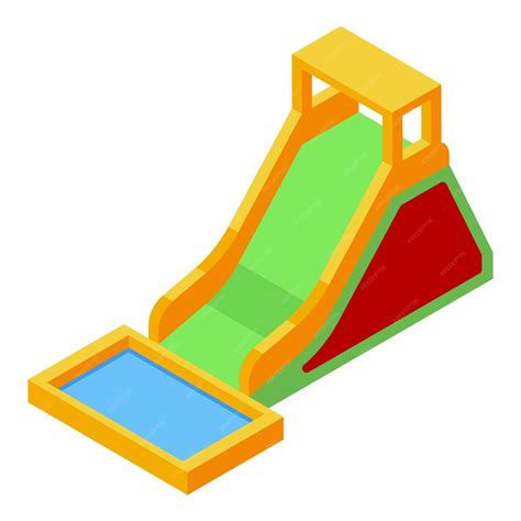 Premium Vector Inflatable Water Slide Leading To Small Pool Isometric Illustration