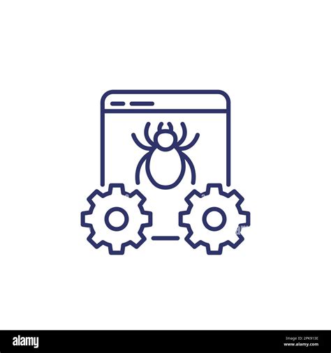 Computer Bug Line Icon On White Stock Vector Image And Art Alamy