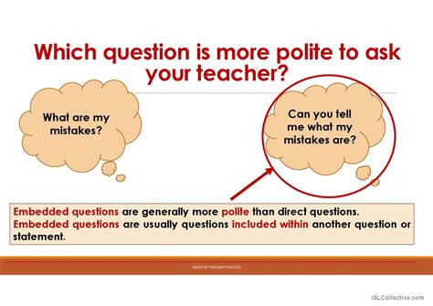 EMBEDDED QUESTIONS English ESL Powerpoints
