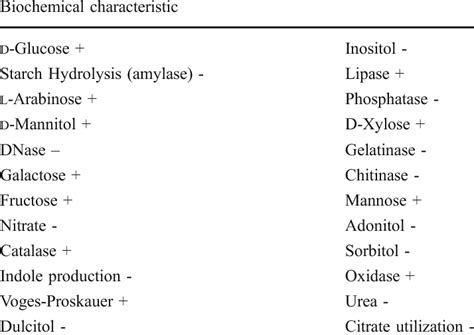 Biochemical Characteristic Of Bacillus Pumilus Zed17 Download Table