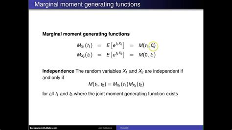 Bivariate Distributions Marginal Moment Generating Functions Youtube