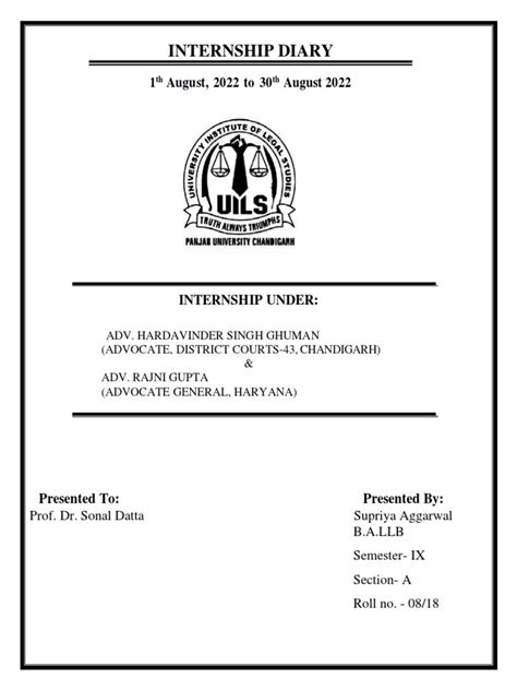 Internship Diary Pdf Employment Magistrate