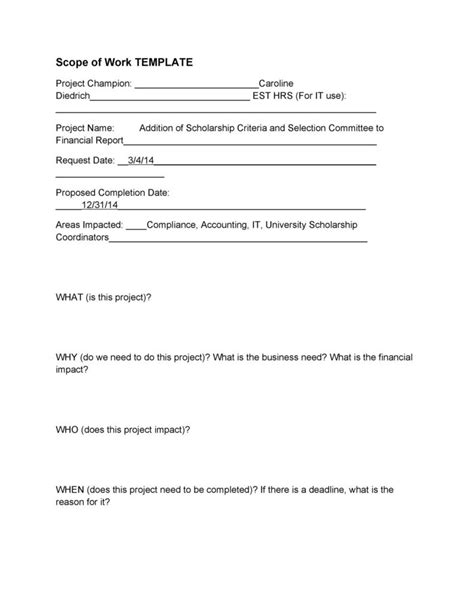 Ready To Use Scope Of Work Templates Examples