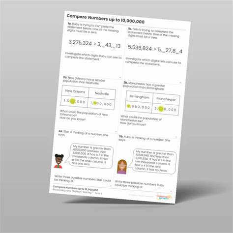 Year 6 Compare Numbers Up To 10 000 000 Discussion Problem Resource
