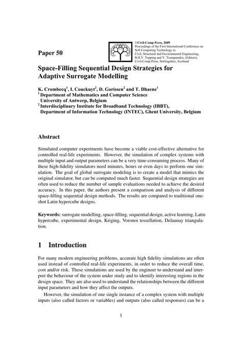Pdf Space Filling Sequential Design Strategies For Adaptive Surrogate Modelling