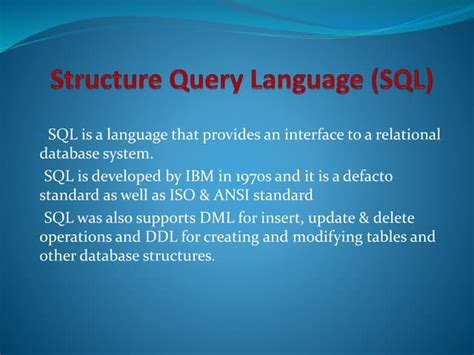 Structure Query Language Sql Ppt