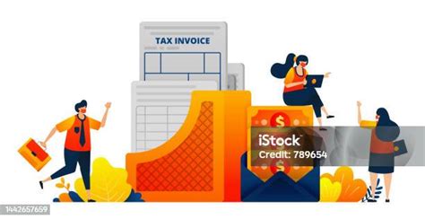 기업과 개인에 대한 세금 납부 서류 봉투에 돈 벡터 일러스트 개념은 방문 페이지 템플릿 Ui Ux 웹 모바일 앱 포스터 배너 웹 사이트 전단지에 사용할 수 있습니다 금융에