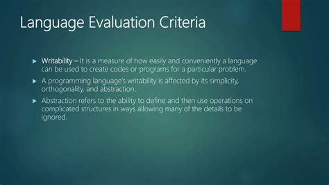 22 Language Evaluation Criteria Pptx