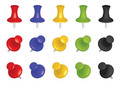 Color Push Pins Green Illustration Black Vector Green Illustration Black PNG And Vector With