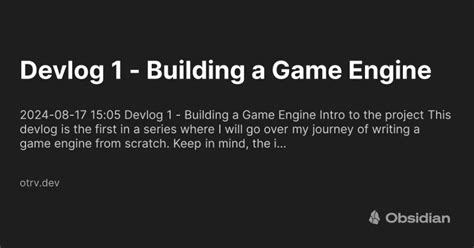 Özgür tanrıverdi on linkedin devlog 1 building a game engine otrv