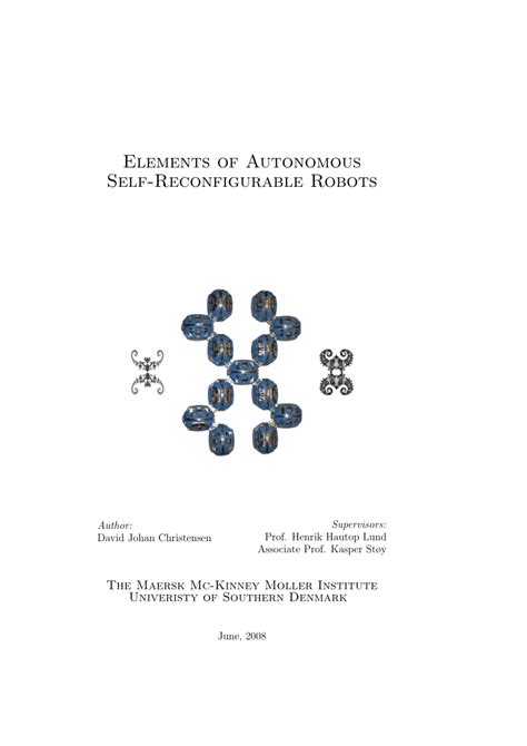 Pdf Elements Of Autonomous Self Reconfigurable Robots