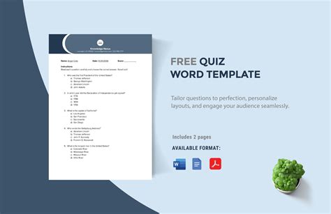 Quiz Templates In Word Free Download Worksheets Library