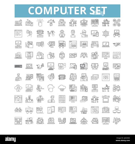 Computer Set Icons Line Symbols Web Signs Vector Set Isolated Illustration Stock Vector