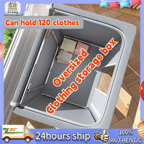 100L Fabric Collapsible Stackable Clothing Storage Box With Zipper Large Foldable Clothes