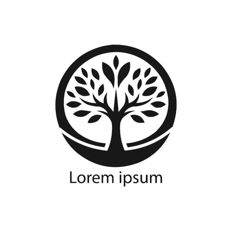 Premium Vector A Black And White Logo With A Tree In The Middle