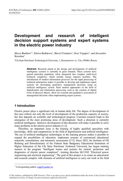 Pdf Development And Research Of Intelligent Decision Support Systems And Expert Systems In The