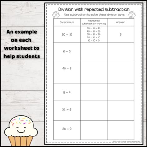 Division Using Repeated Subtraction Worksheets Division Strategies