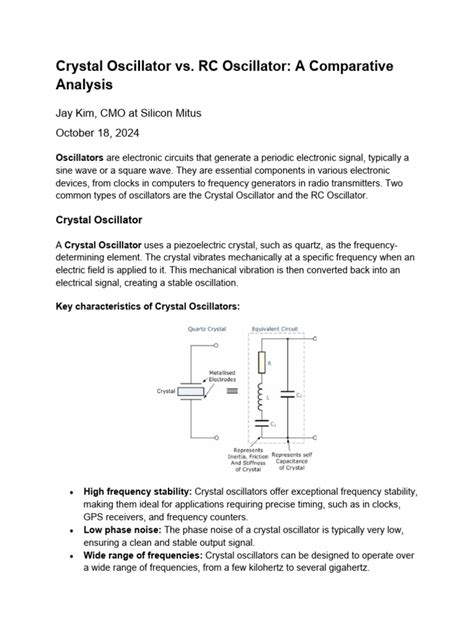 Crystal Oscillator Vs Rc Oscillator Pdf Electronic Oscillator Amplifier