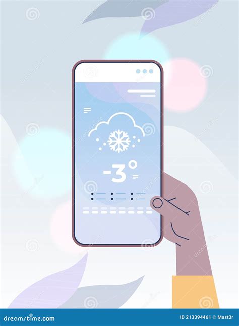 Human Hand Holding Smartphone With Daily Temperature Mobile App Weather