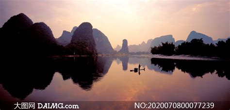 傍晚宁静的漓江美景高清摄影图片 大图网图片素材