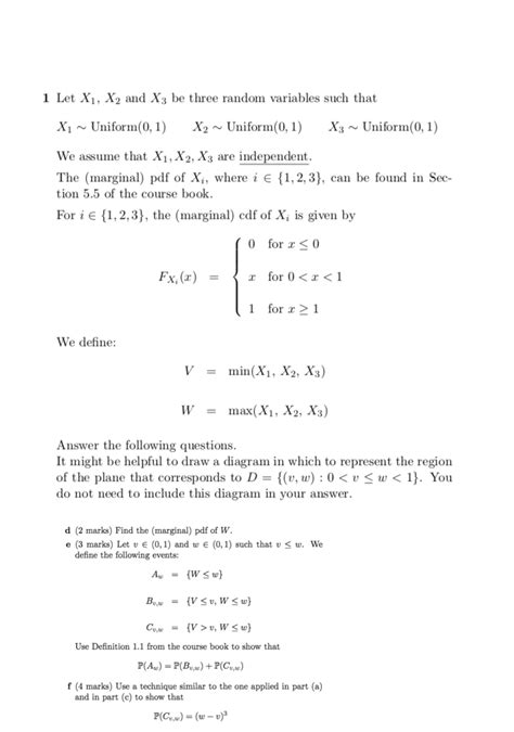 Solved 1 Let X1 X2 And X3 Be Three Random Variables Such